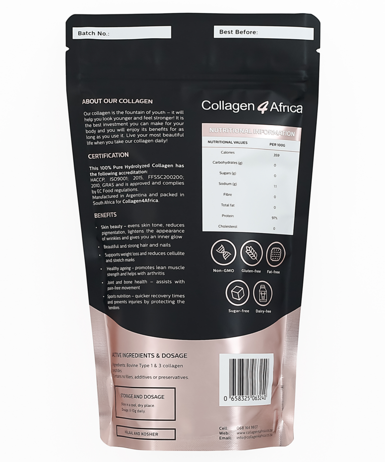 Hydrolysed Bovine Collagen powder 250g Pouch | Collagen4Africa